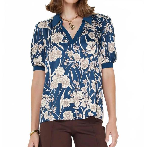 Current Air | Tops | New Current Air Floral Printed Short Sleeve Blouse ...